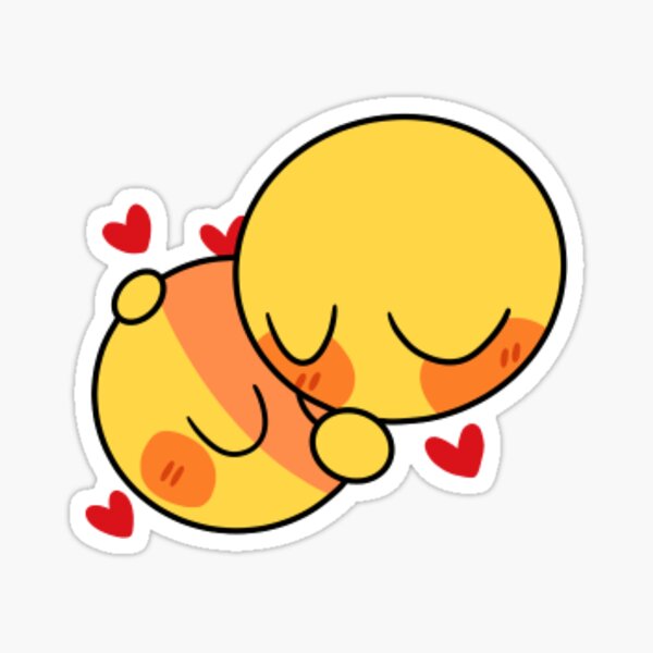 "Soft Kiss and Hug Emoji" Sticker for Sale by Blatherskite Studios ...