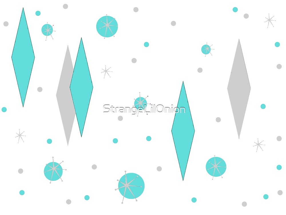 "Retro Turquoise Diamonds and Starbursts pattern" by StrangeLilOnion ...