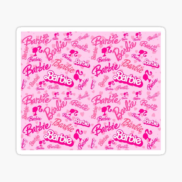 "All Barbie Logo Collage With Pink Hearts Pattern - Pink Background ...