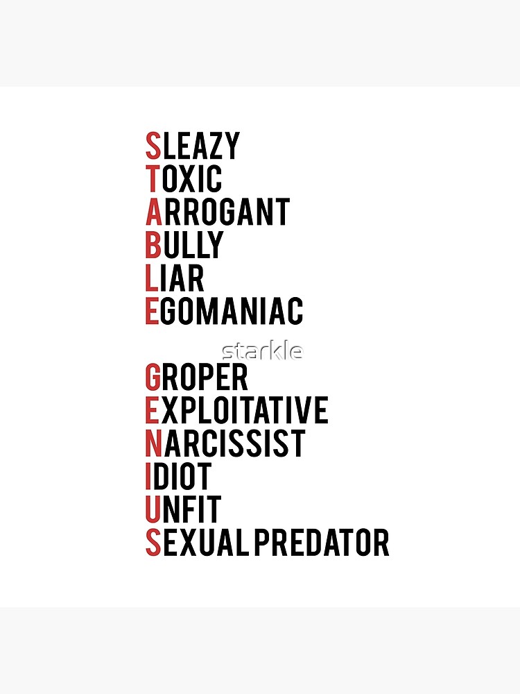 "VERY STABLE GENIUS S.T.A.B.L.E. G.E.N.I.U.S. Donald Trump Acronym ...