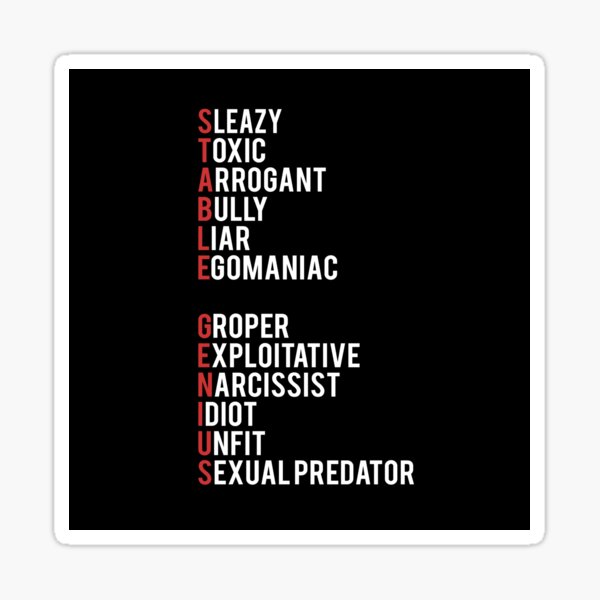 "VERY STABLE GENIUS S.T.A.B.L.E. G.E.N.I.U.S. Donald Trump Acronym ...