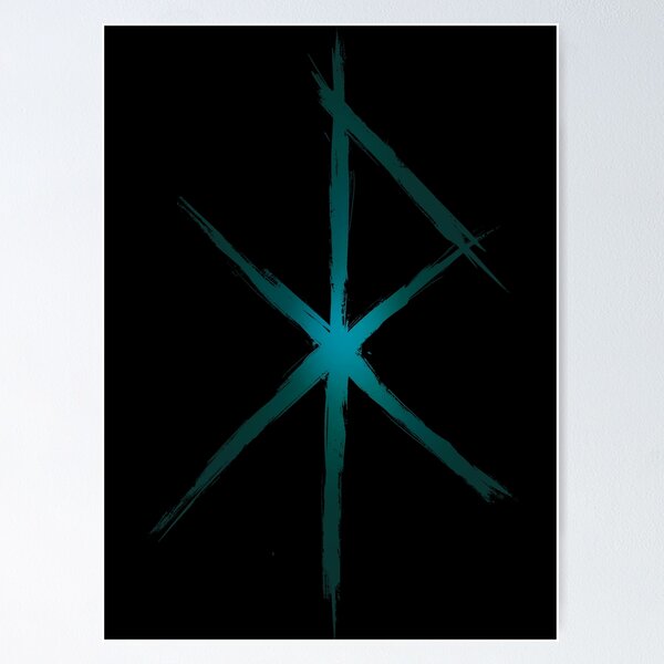 "Love Bind Rune - Viking Love Rune Design- Dark Blue Glow" Poster for ...