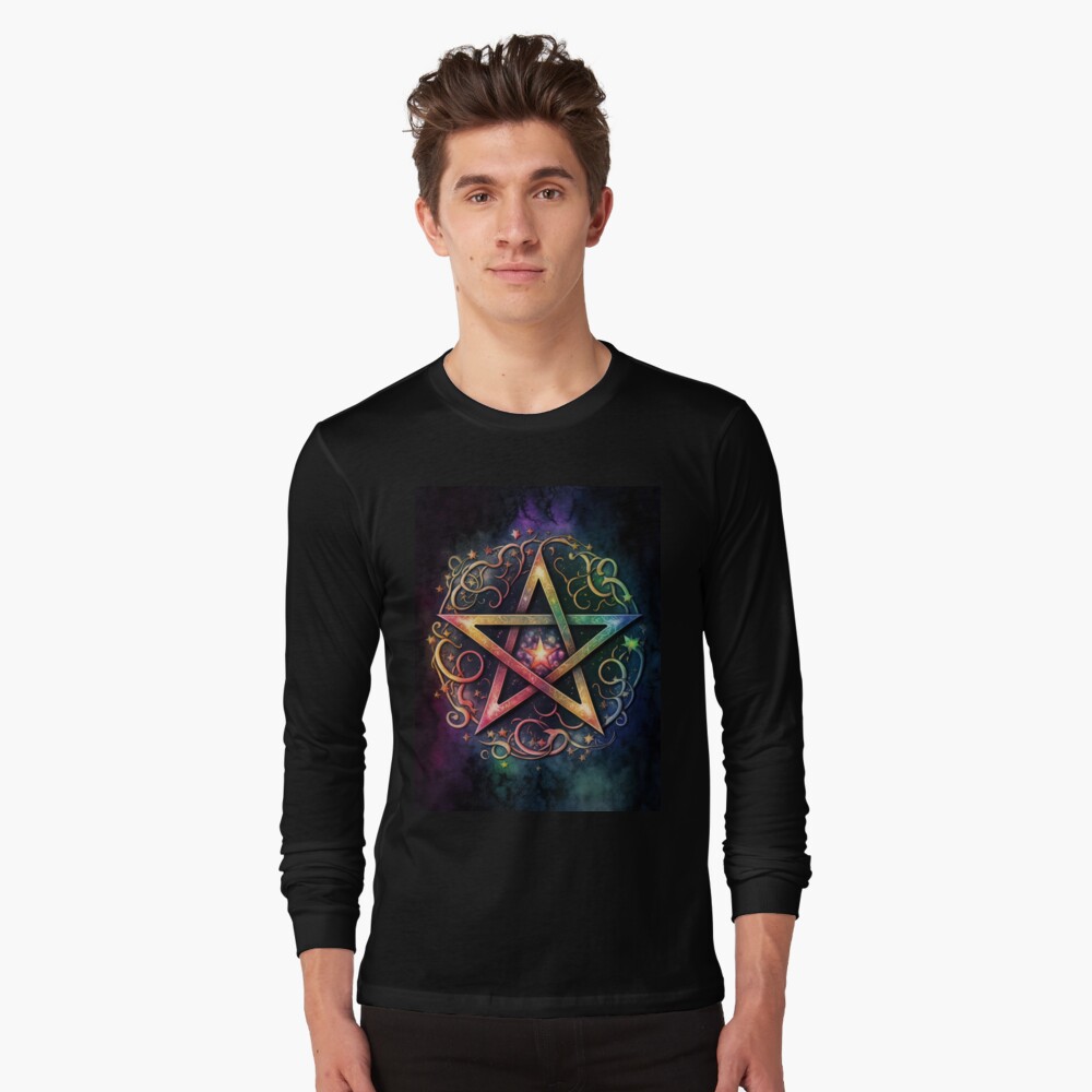 "Pagan Rainbow Goth Pentacle - Wiccan Colorful Pentagram" Sticker for ...
