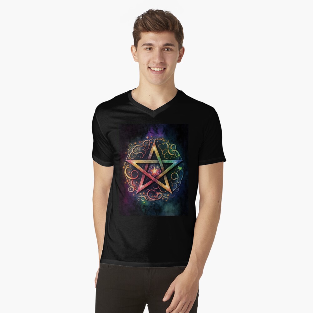 "Pagan Rainbow Goth Pentacle - Wiccan Colorful Pentagram" Sticker for ...