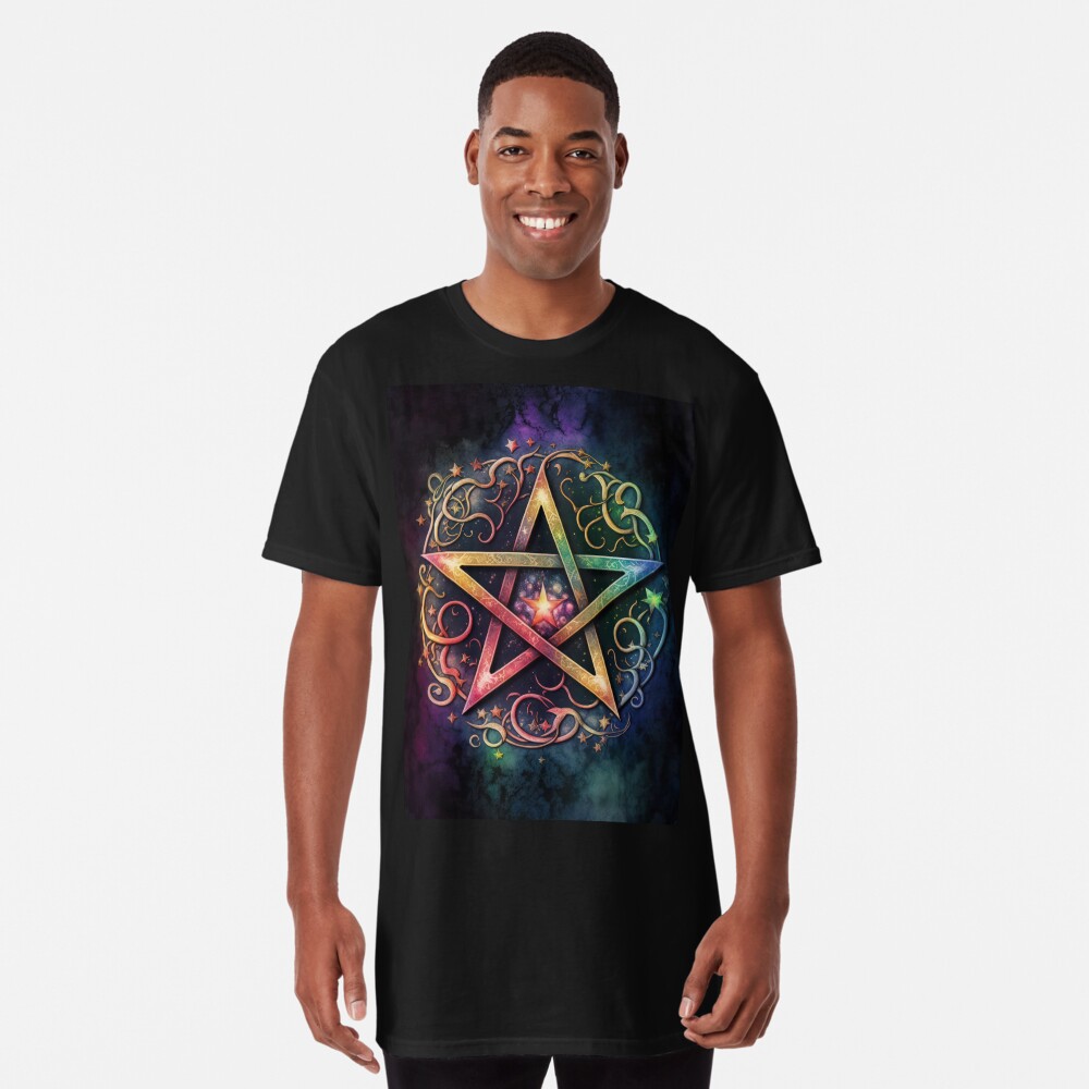"Pagan Rainbow Goth Pentacle - Wiccan Colorful Pentagram" Sticker for ...