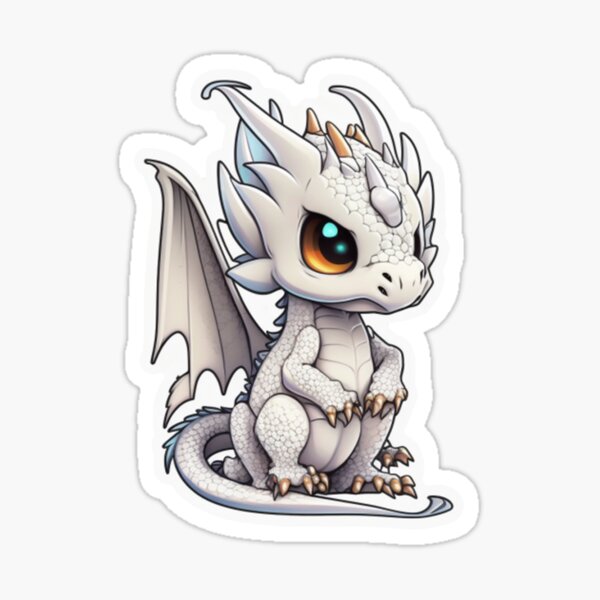 "White Baby Dragon" Sticker for Sale by StudioRobinNL | Redbubble