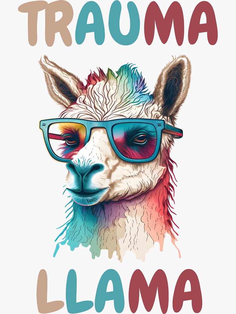 "Trauma Llama" Sticker for Sale by LlamaLoversShop | Redbubble