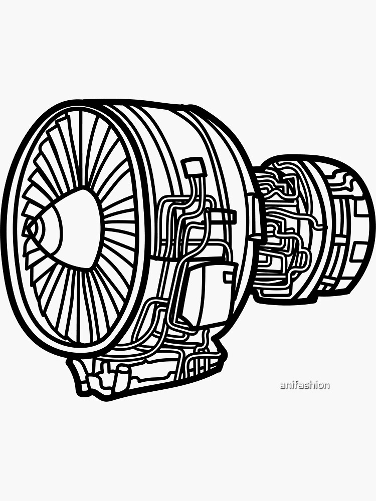 "Turbojet aircraft engine " Sticker by anifashion ⭐⭐⭐⭐⭐ | Redbubble