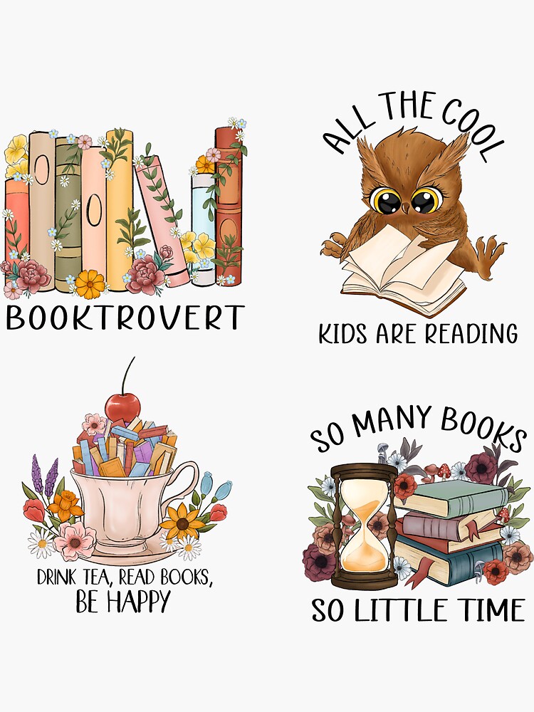 "Book sticker pack (v2)" Sticker for Sale by jechaiyells | Redbubble