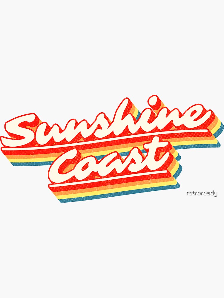 "Sunshine Coast, QLD | Retro Rainbow" Sticker for Sale by retroready ...