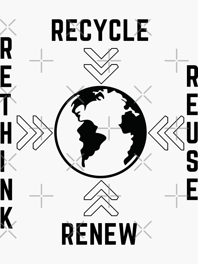 Recycle Reuse Renew Rethink Recycle Reuse Renew Rethink Earth Earth Day Environmental Sticker