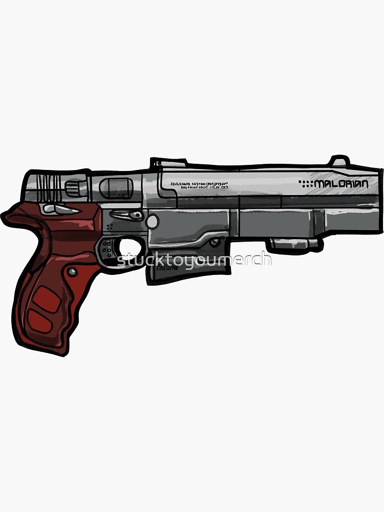 "johnny silverhand inspired malorian gun" Sticker for Sale by ...