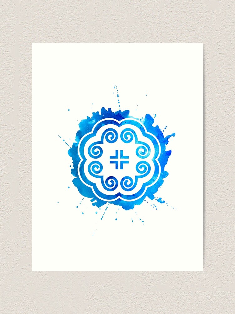 "Watercolor Hmong Elephant Foot Print Motif Paj Ntaub" Art Print for ...