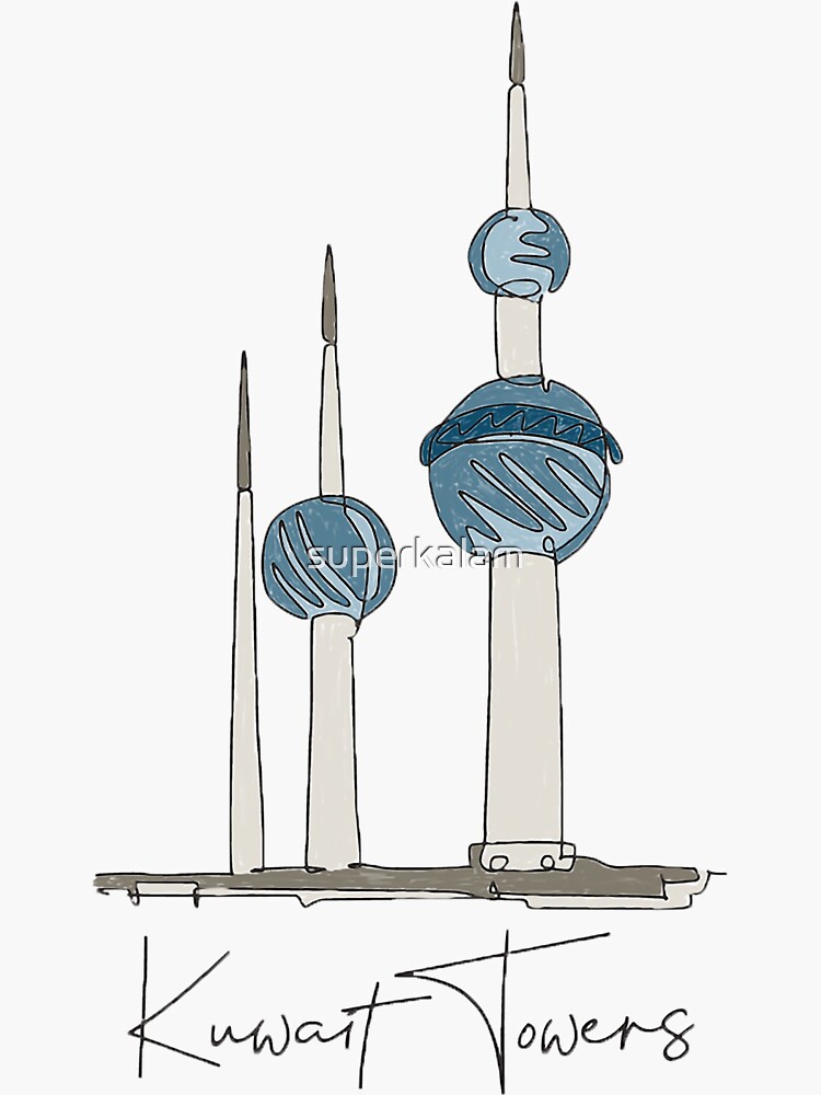 "kuwait towers" Sticker for Sale by superkalam | Redbubble