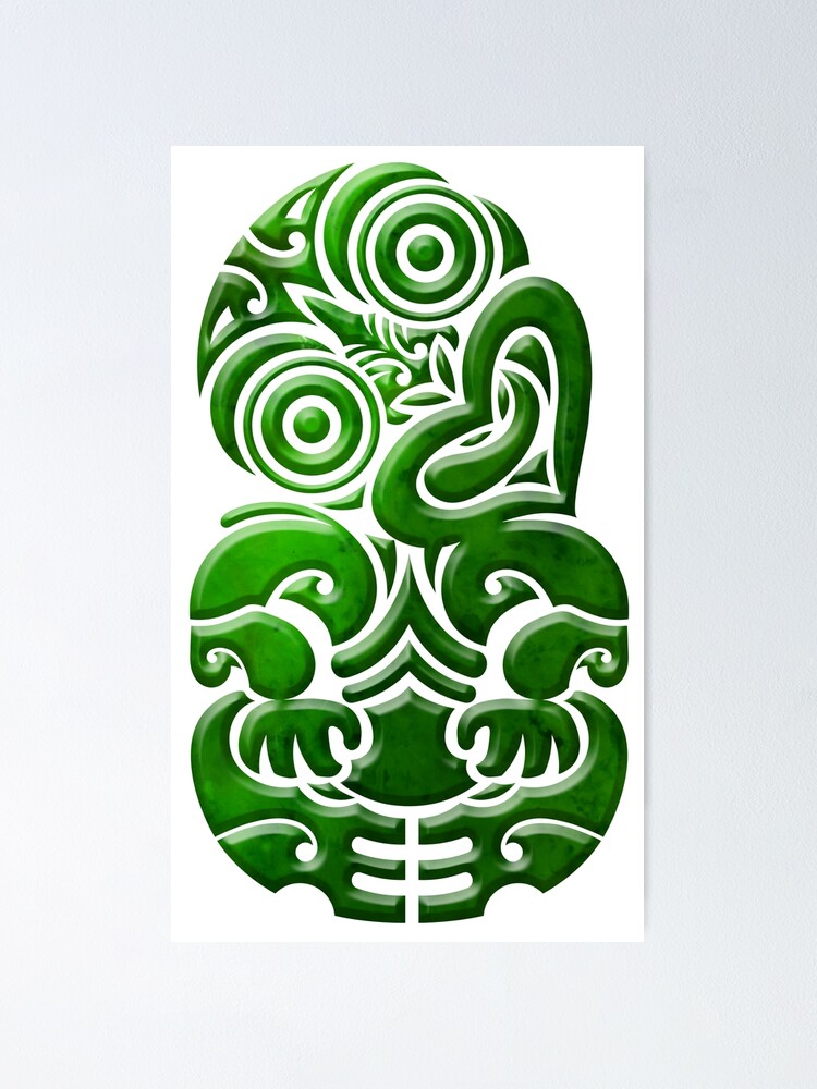 "New Zealand Kiwi Tiki Maori Greenstone Pounamu" Poster for Sale by ...