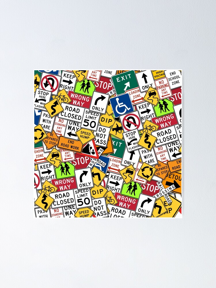 "Street Signs Collage" Poster for Sale by ThisOnAShirt | Redbubble