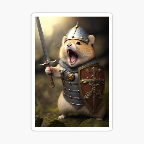 "Warrior Hamster Ready for Battle in the 12th Century" Sticker for Sale ...
