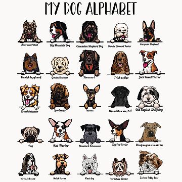 "Types Of Dogs breed Alphabet A-Z ABC Dog Identification " Sticker for ...
