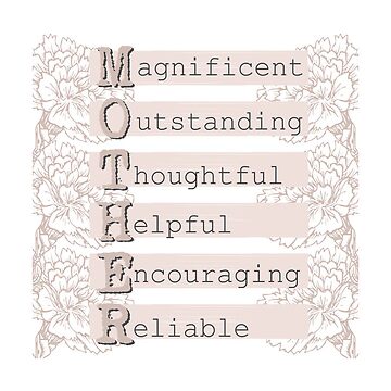 "MOTHER acrostic / acronym text" Sticker for Sale by pixelspantry ...