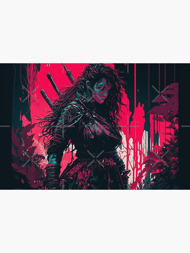 "Female Cyberpunk Samurai" Poster for Sale by Nightarcade | Redbubble