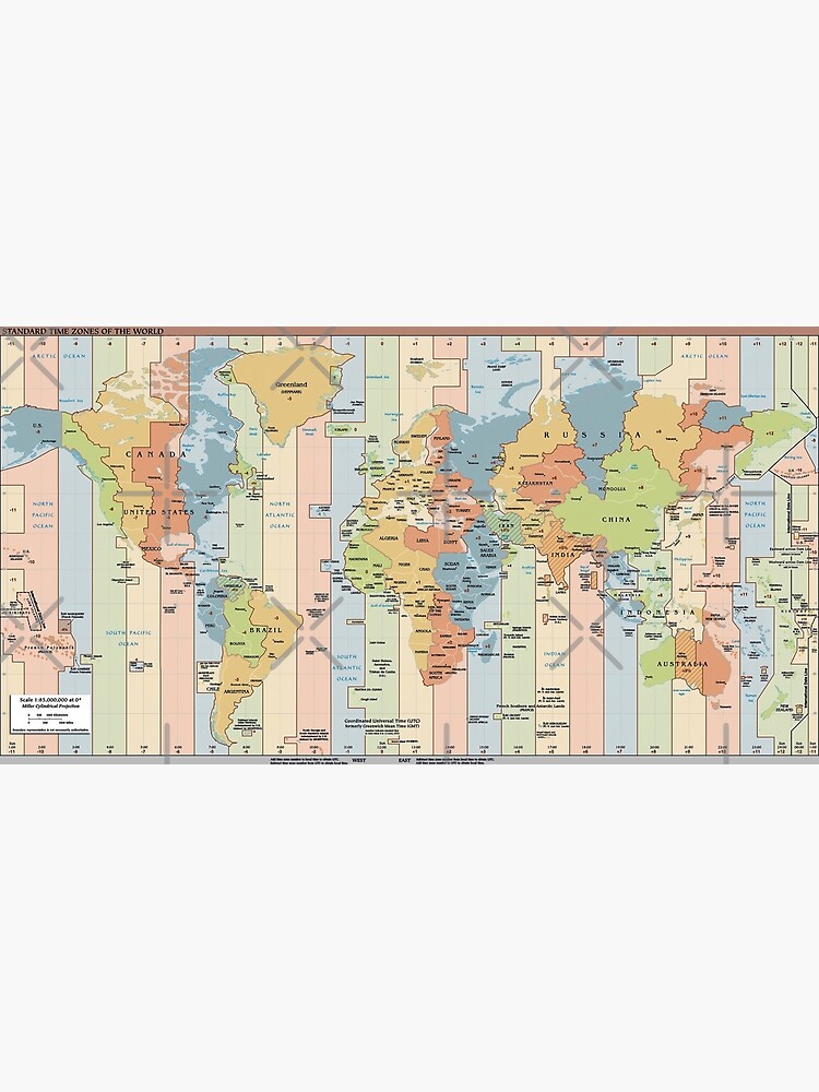 Vintage Globe: Time Zones of World Map Premium Matte Vertical Poster ...