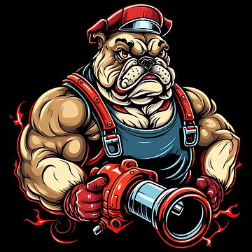"Firefighter Bulldog" Sticker for Sale by Meliafroggy | Redbubble