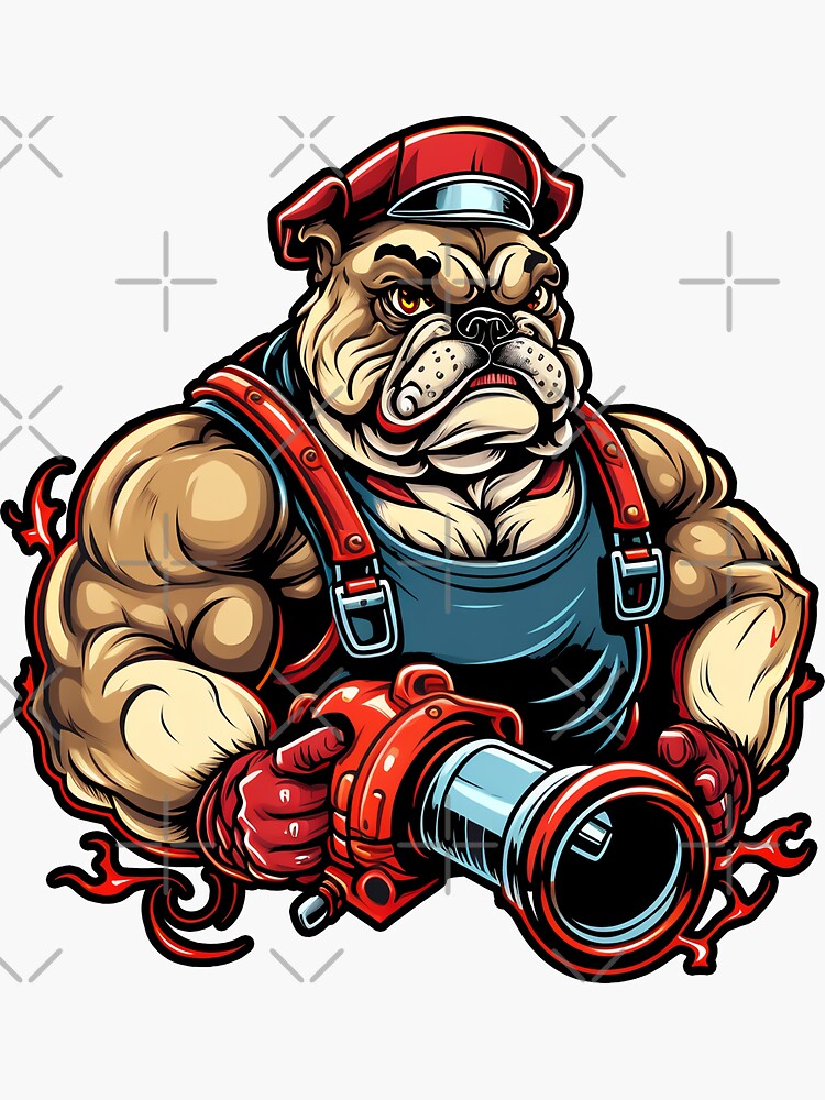 "Firefighter Bulldog" Sticker for Sale by Meliafroggy | Redbubble
