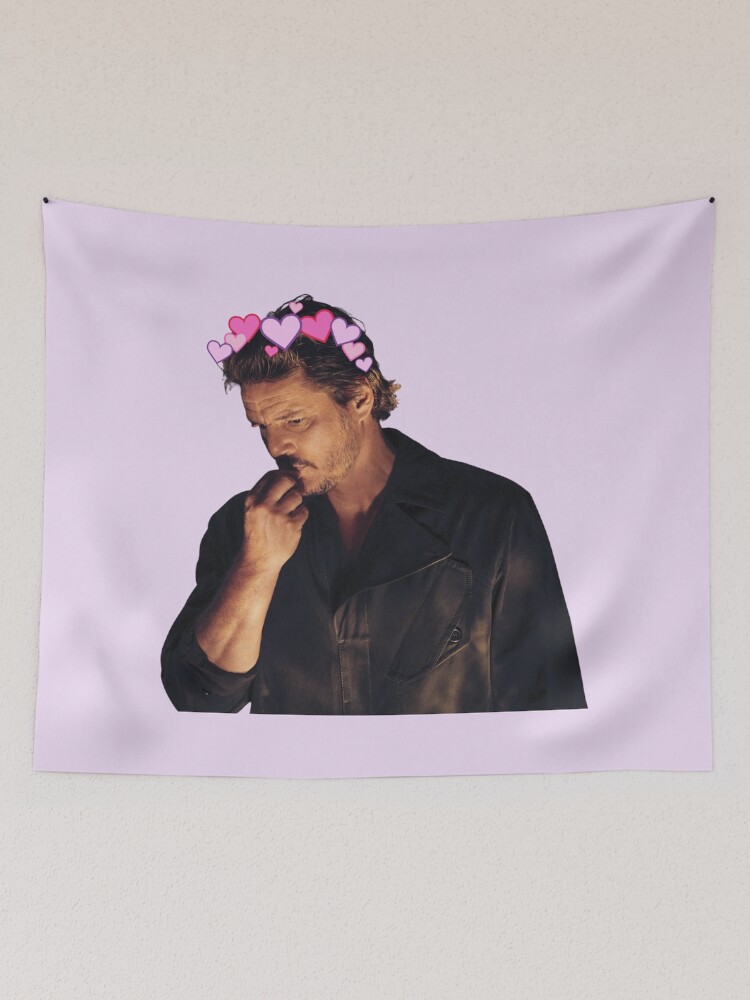 Pedro Pascal Pink Hearts Crown Cute Tapestry sold by Historical Elbow ...