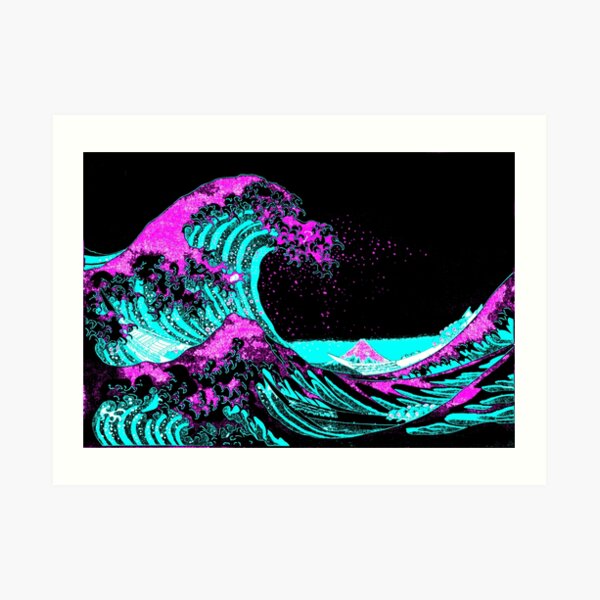 "Vaporwave waves Japanese Mount Fuji Art Room" Art Print by KingZel ...