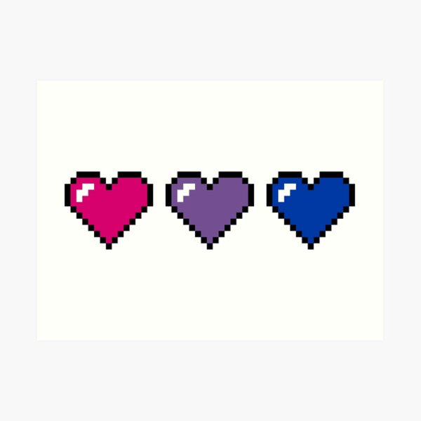 "Bi Pixel Hearts" Art Print for Sale by porcupride | Redbubble