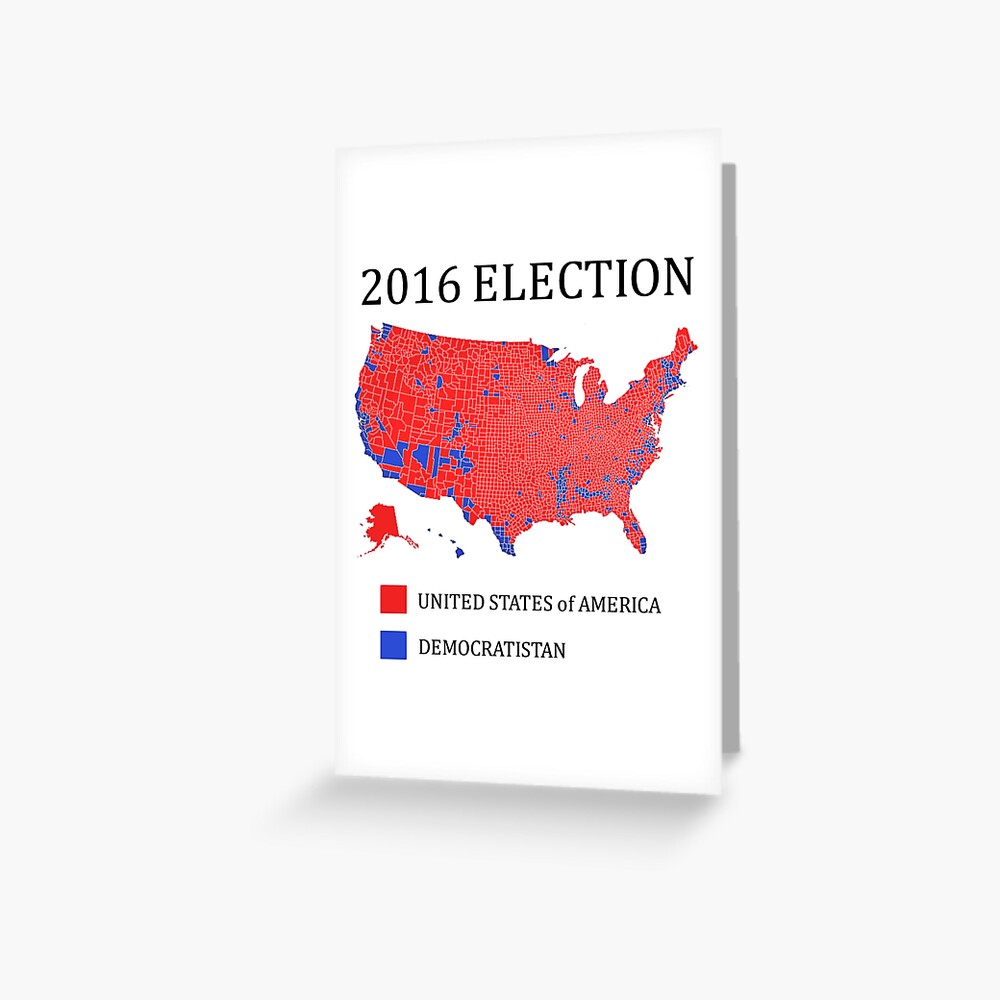 "Election Map Of 2016 Presidential Election By County" Greeting Card by ...