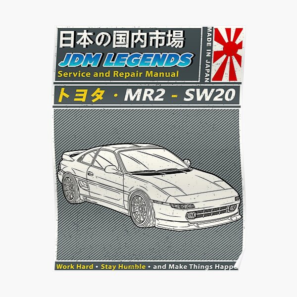"Toyota MR2 SW20 1989 Car Manual Book Cover" Poster for Sale by Navin ...