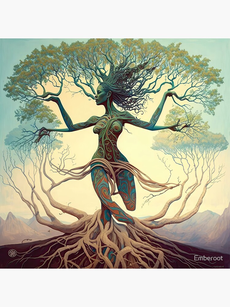 "Tree Goddess Series, Dryad, Kindred" Sticker for Sale by Emberoot ...