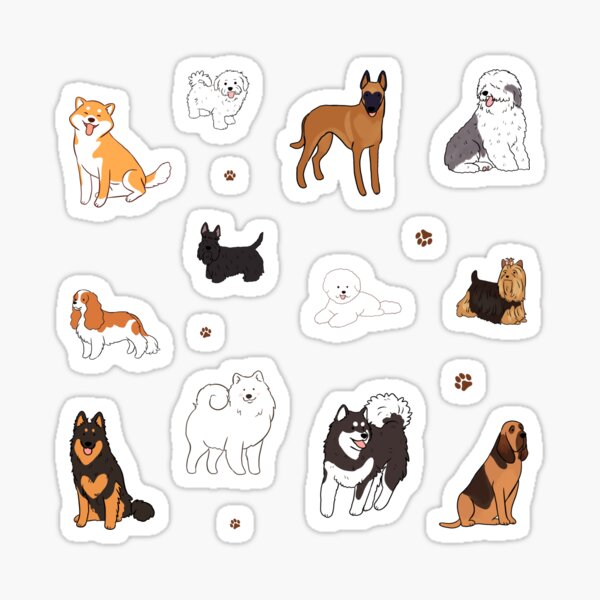 "Cute cartoon dogs breeds pack for dog lovers " Sticker for Sale by ...