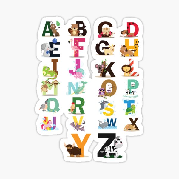 "Zoo Animal Alphabet Shirt ABCs Learning for boys and girls" Sticker ...