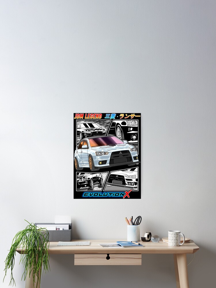 "JDM White Mitsubishi Lancer Evolution X Drifting" Poster for Sale by Joshirosung | Redbubble