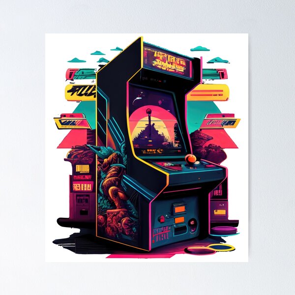 "Arcade game machine, vintage style 80's" Poster for Sale by ...