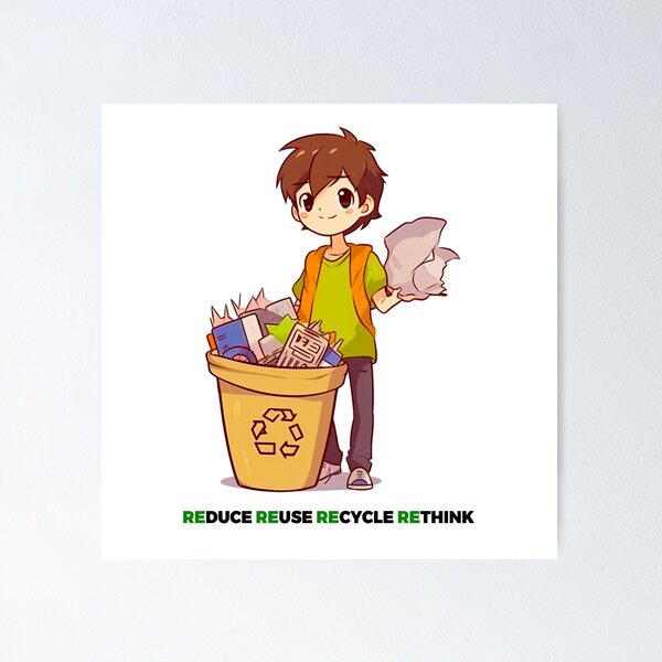 "Anime-style Reduce, Reuse, Recycle, Rethink: Illustration for Eco ...
