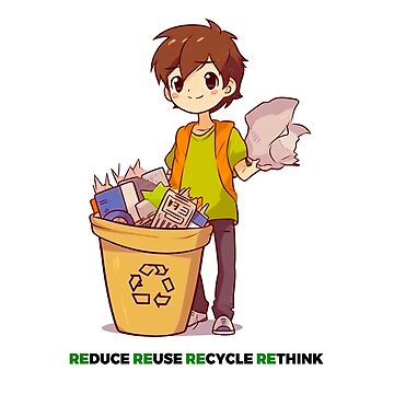 "Anime-style Reduce, Reuse, Recycle, Rethink: Illustration for Eco ...