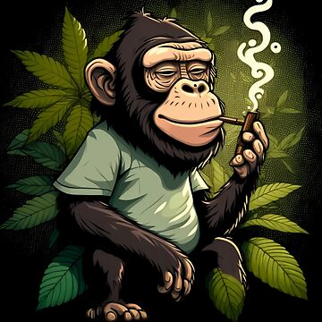 Pegatina for Sale con la obra «Mono que fuma marihuana - Chimpancé que ...