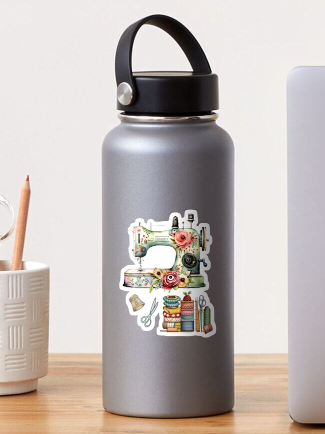 "Vintage Floral Sewing Machine " Sticker for Sale by joseech | Redbubble