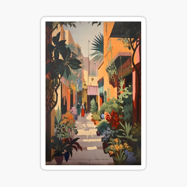 "Colors of Marrakech: A Vintage Gouache of a Morning Stroll in the ...