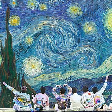 "The Starry Night with BTS" Sticker for Sale by Maerlyn8 | Redbubble