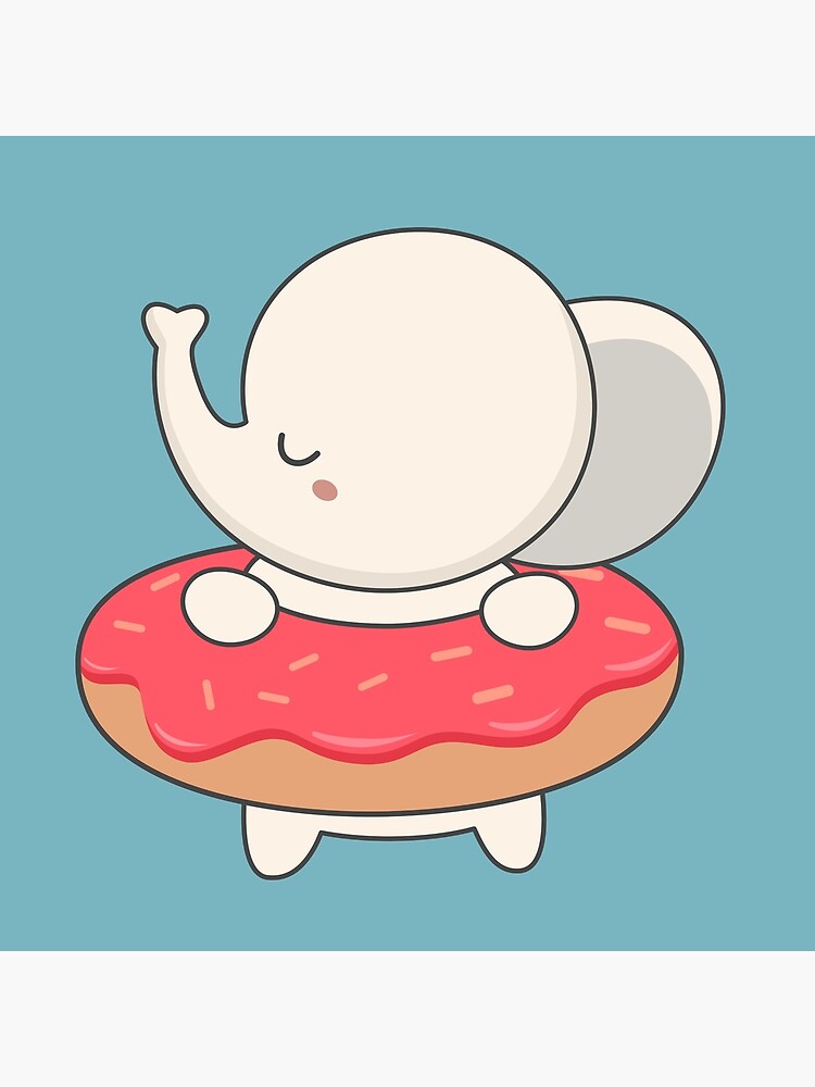 "Kawaii Cute Elephant With Donut" Art Print for Sale by happinessinatee ...