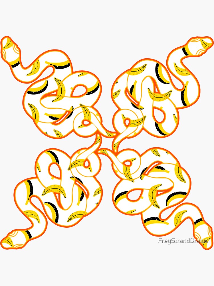 "Banana Snakes" Sticker for Sale by FreyStrandDraws | Redbubble