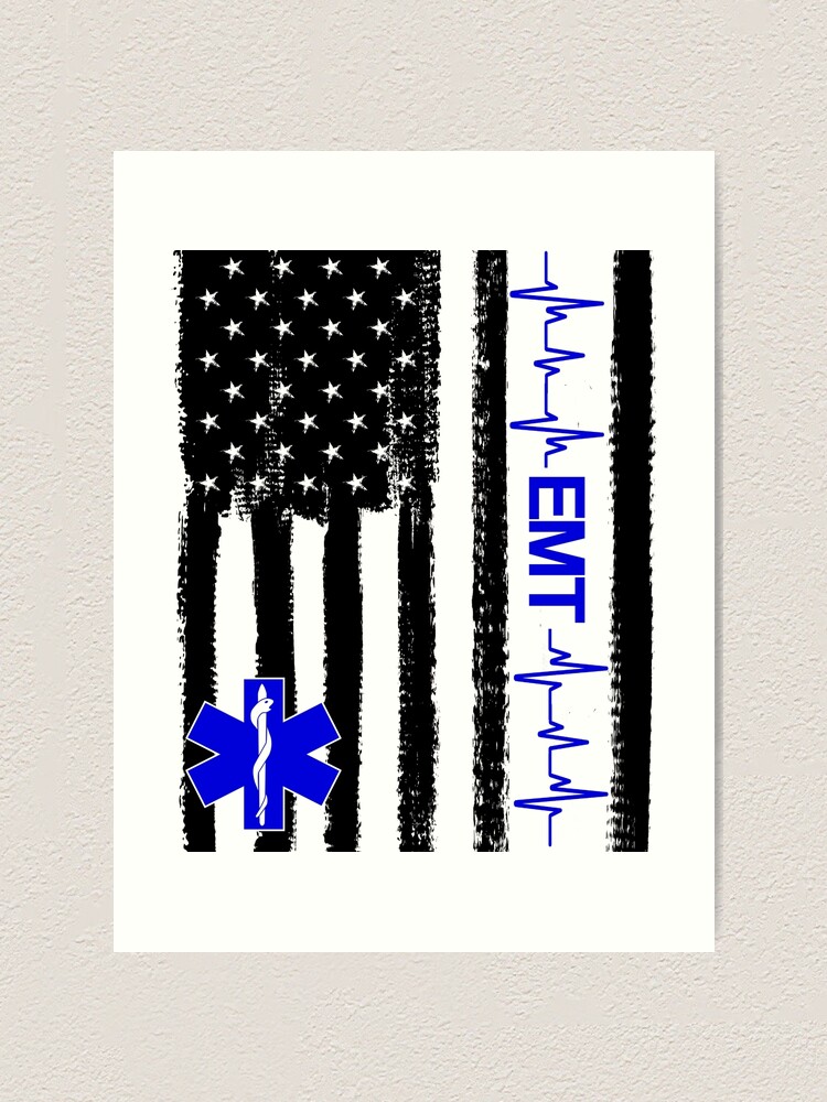 "EMT Paramedic US Flag" Art Print by PopArtDesigns | Redbubble
