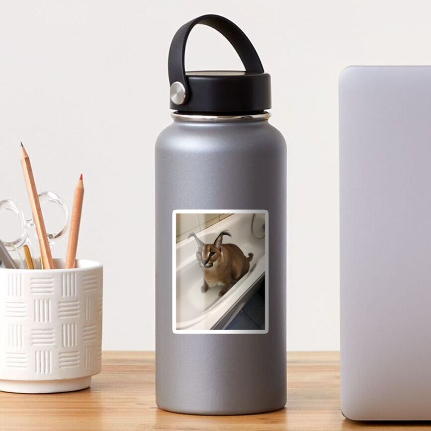 "Big floppa in the bathtub Meme" Pin for Sale by MattRuggz | Redbubble