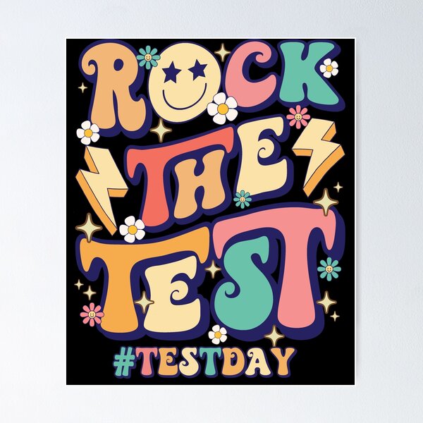 "Rock The Test Teacher Test Day Motivational Retro Groovy Testing Day ...