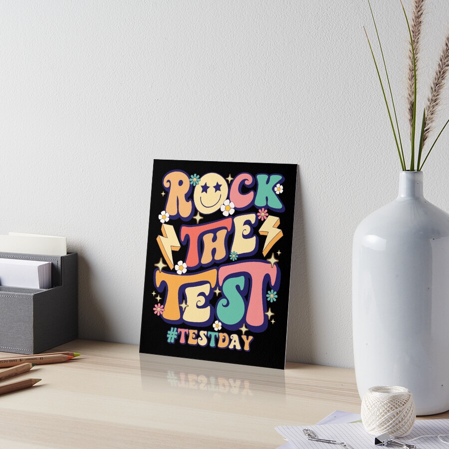 "Rock The Test Teacher Test Day Motivational Retro Groovy Testing Day ...