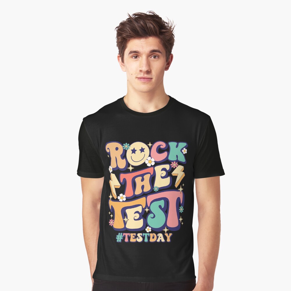 "Rock The Test Teacher Test Day Motivational Retro Groovy Testing Day ...